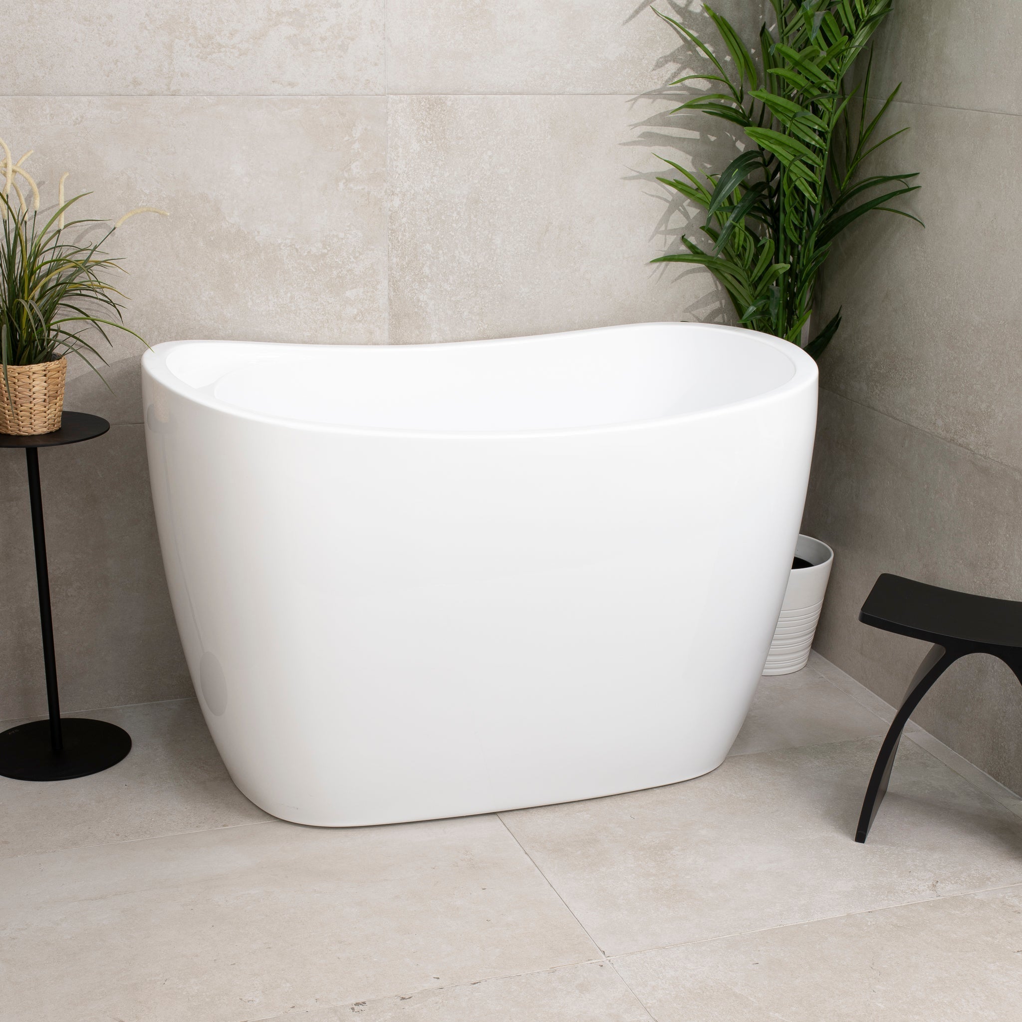 Ofuro 47 inch Acrylic Freestanding Extra Height Japanese Soaking Batht ...
